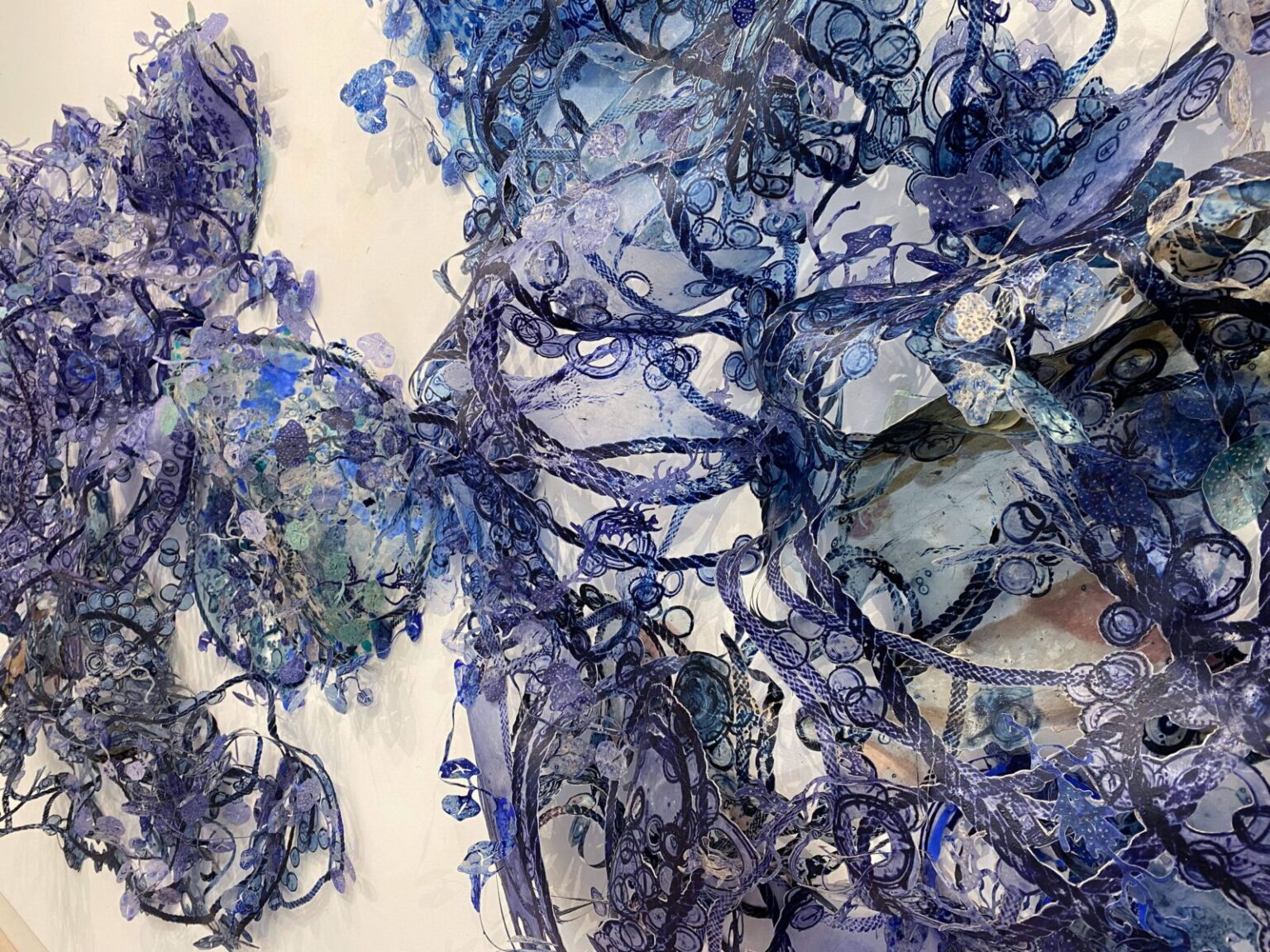 N41 29 22 W 71 20 255- 3D Mixed Media Mylar & Paper Artwork